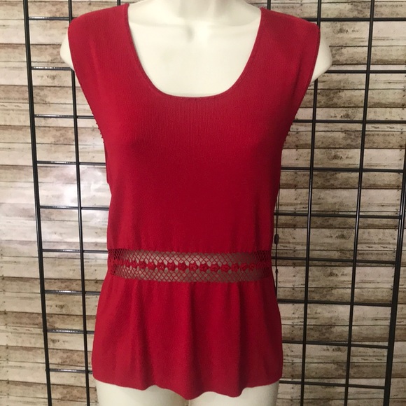 Max Studio | Tops | Max Studio Red Dress Tank Crochet Beading L Nwt ...